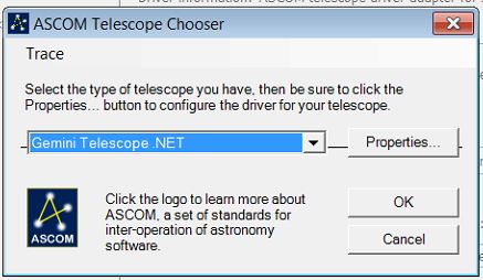Connecting TheSkyX to ASCOM Gemini.net Driver